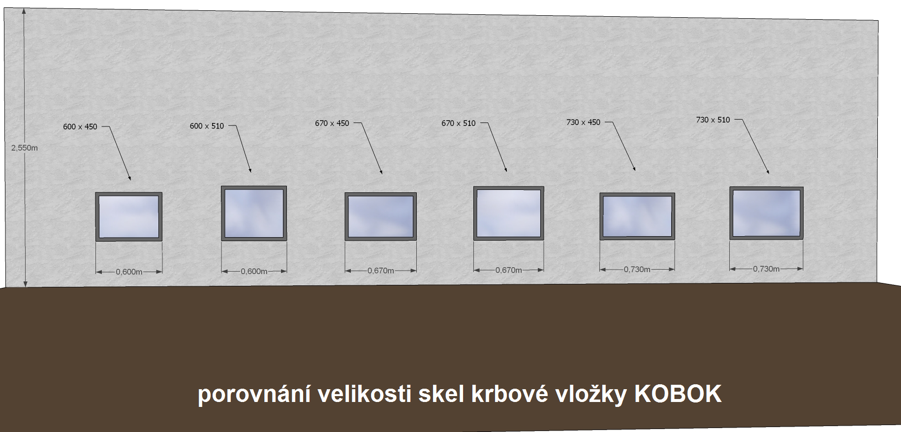 Různé velikosti prosklení krbové vložky KOBOK | krbykrbovevlozky.com
